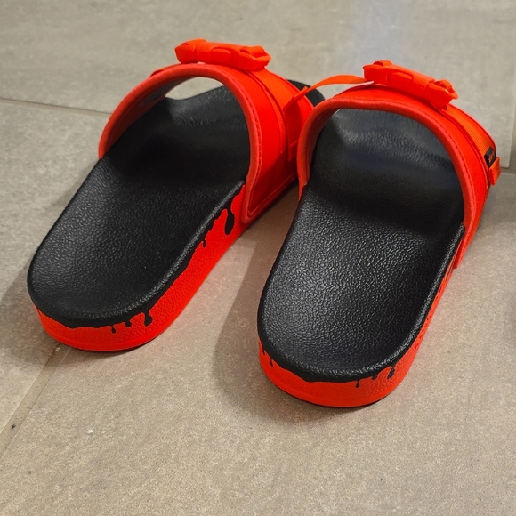 adidas | Shoes | Adidas Bold Red And Black Slides | Poshmark